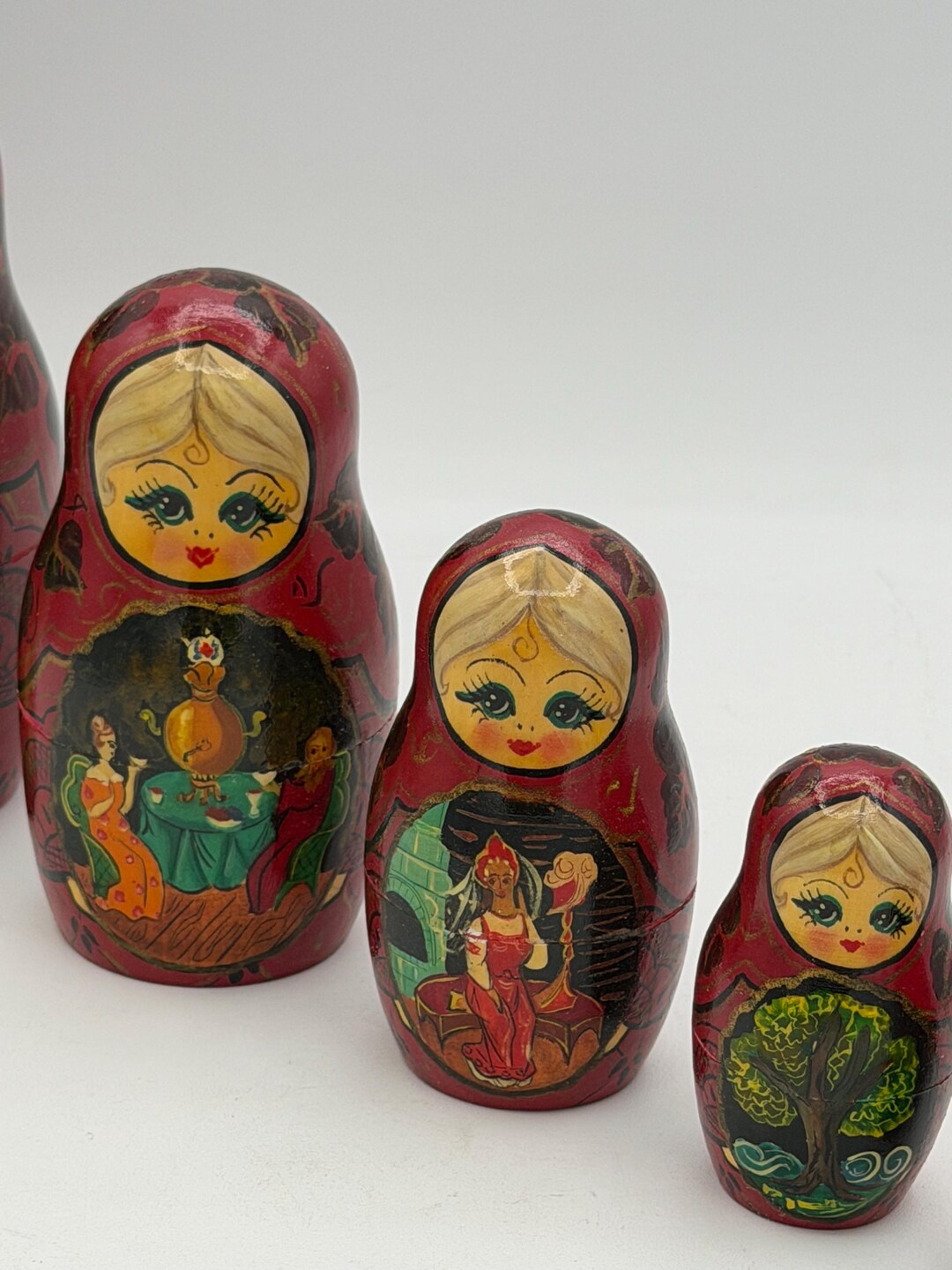 Vintage 1991 Russian Matryoshka Nesting Dolls – Hand Painted Fairy Tale ...