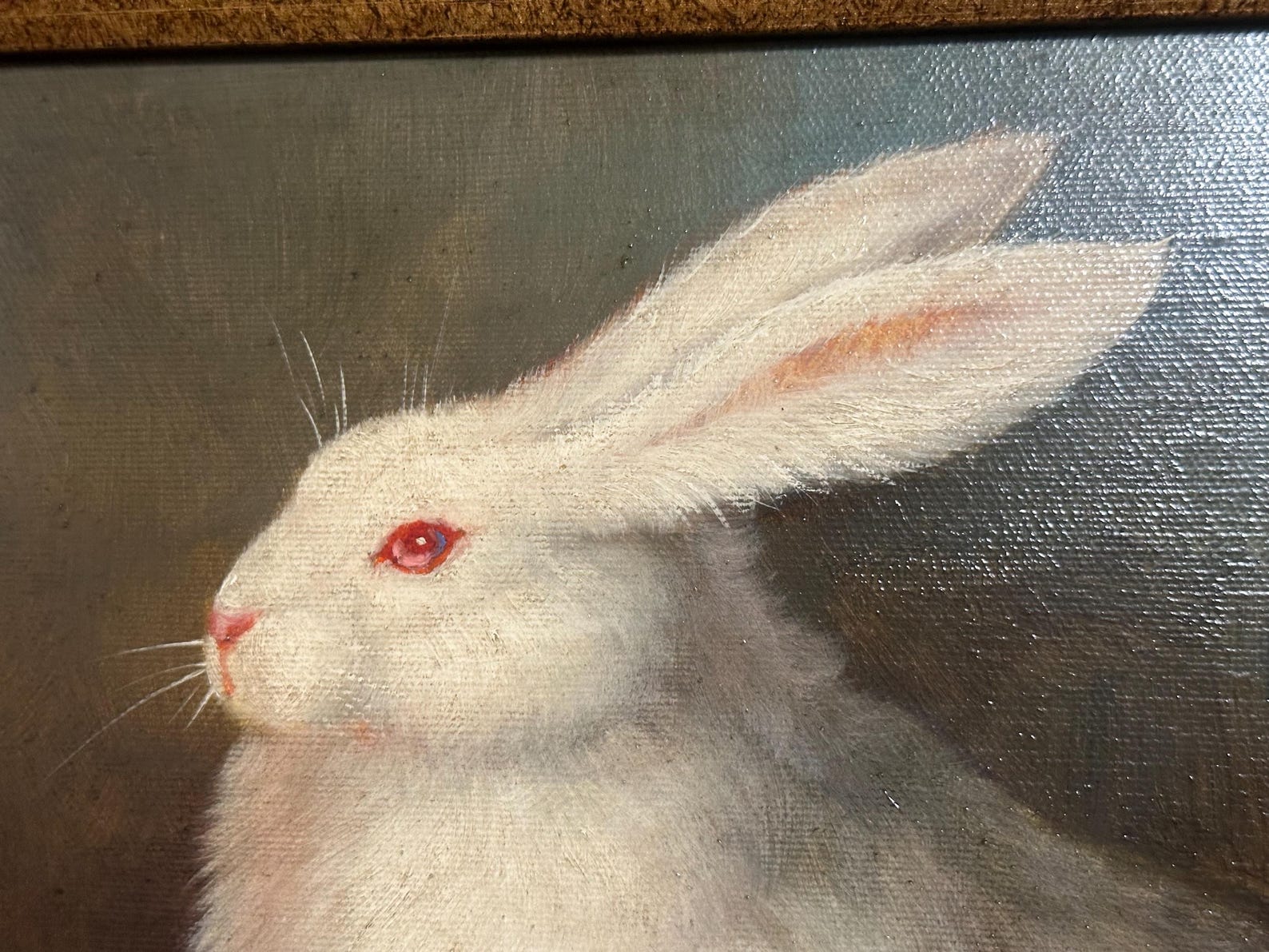 Antique Painting of White Rabbit by L. Harvey - Etsy