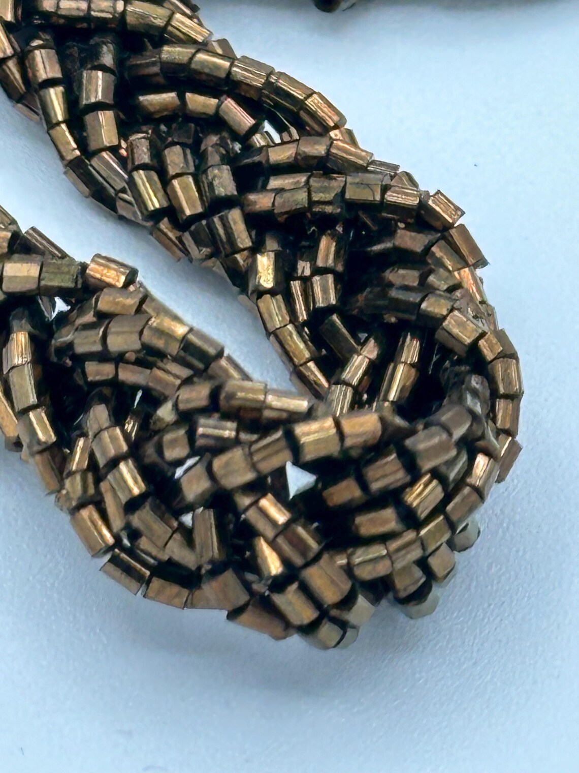 Braided Bronze Glass Bugle Bead Choker Necklace - Etsy