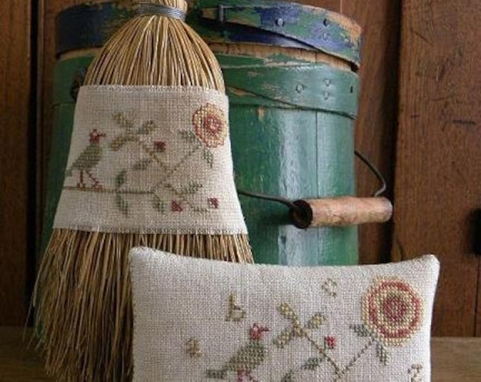 Primitive Cross Stitch Pattern - Cottage Rose - Etsy