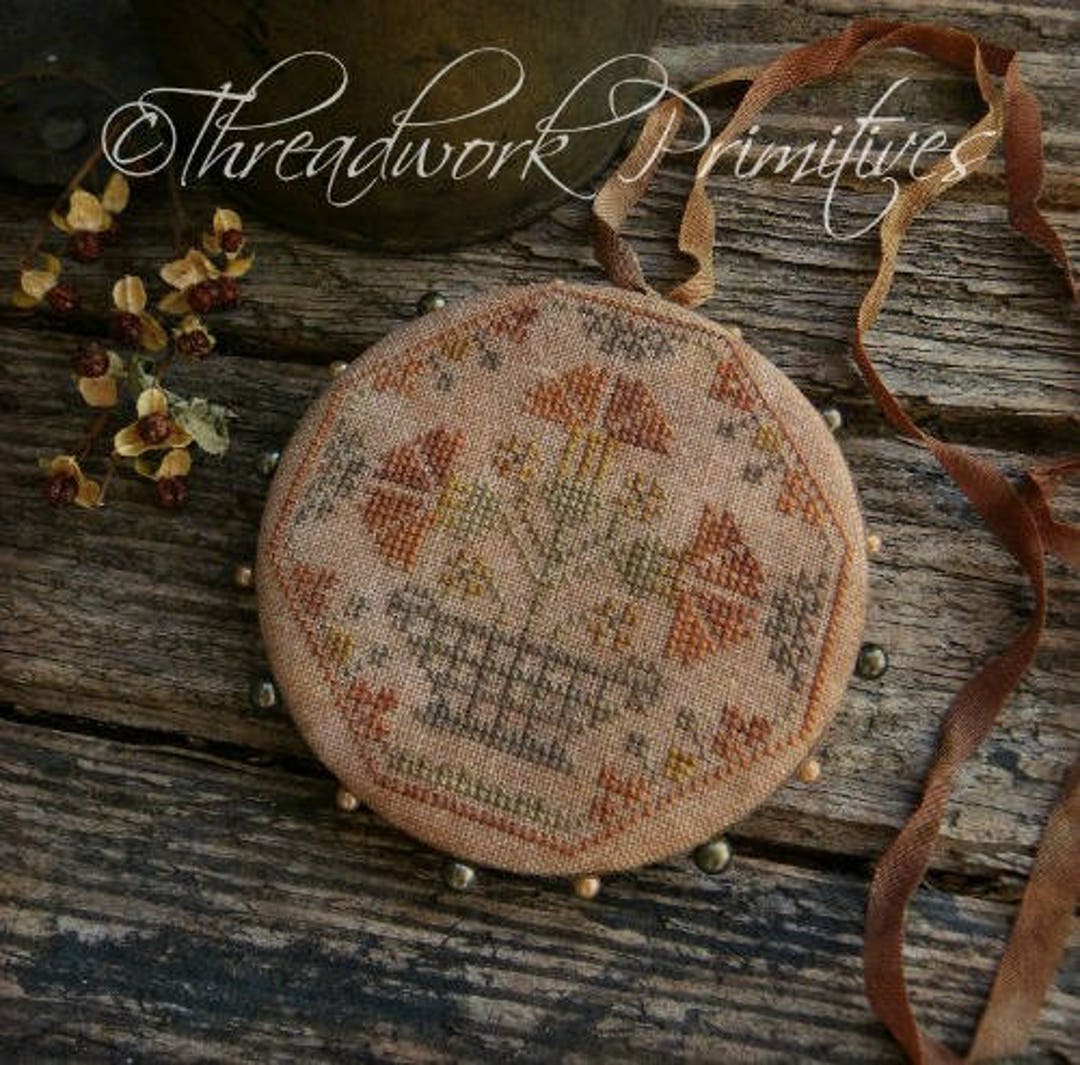 Primitive Cross Stitch Pattern - Quaker Carnations Pinwheel - Etsy