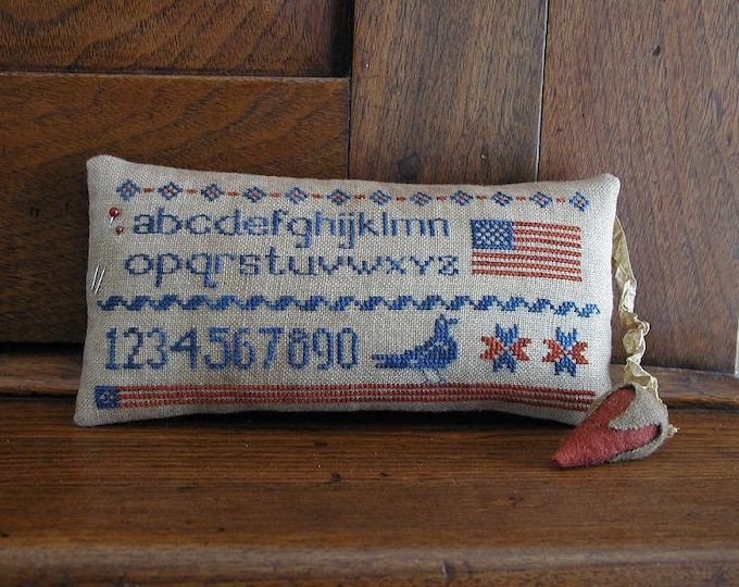 Primitive Cross Stitch Sampler Pattern - STAR SPANGLED PINKEEP ...