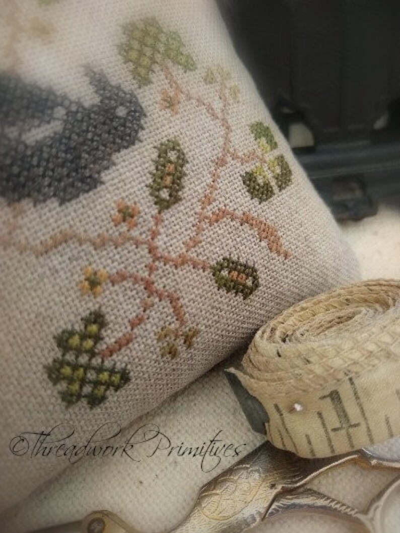 Primitive Cross Stitch Pattern Lucky Crow | Etsy