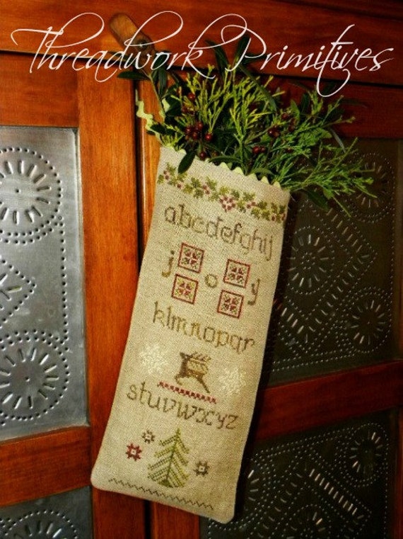 Primitive Cross Stitch Pattern Holiday Patchwork | Etsy