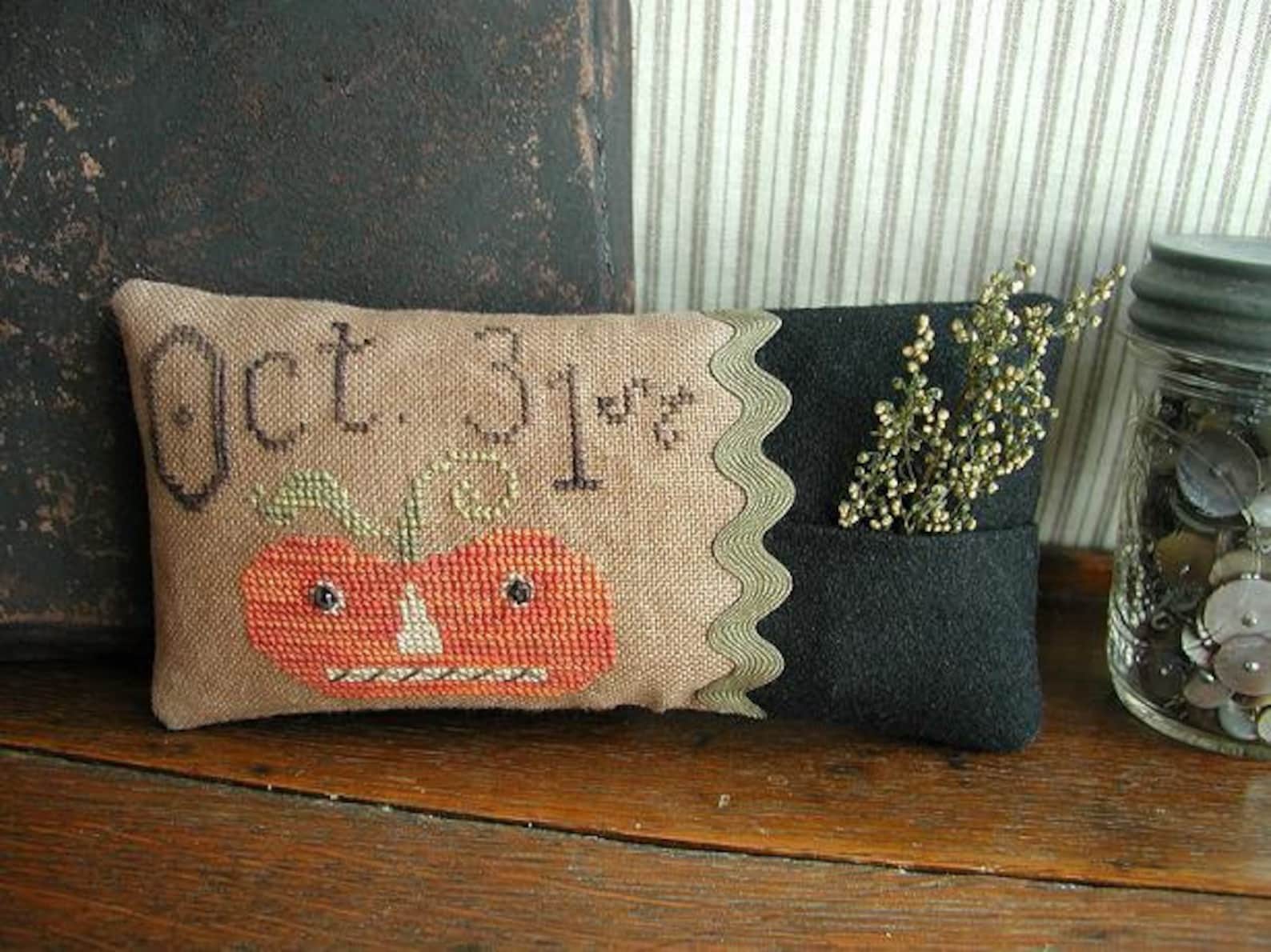 Primitive Cross Stitch Pinkeep Pattern - Oct. Jack - Etsy