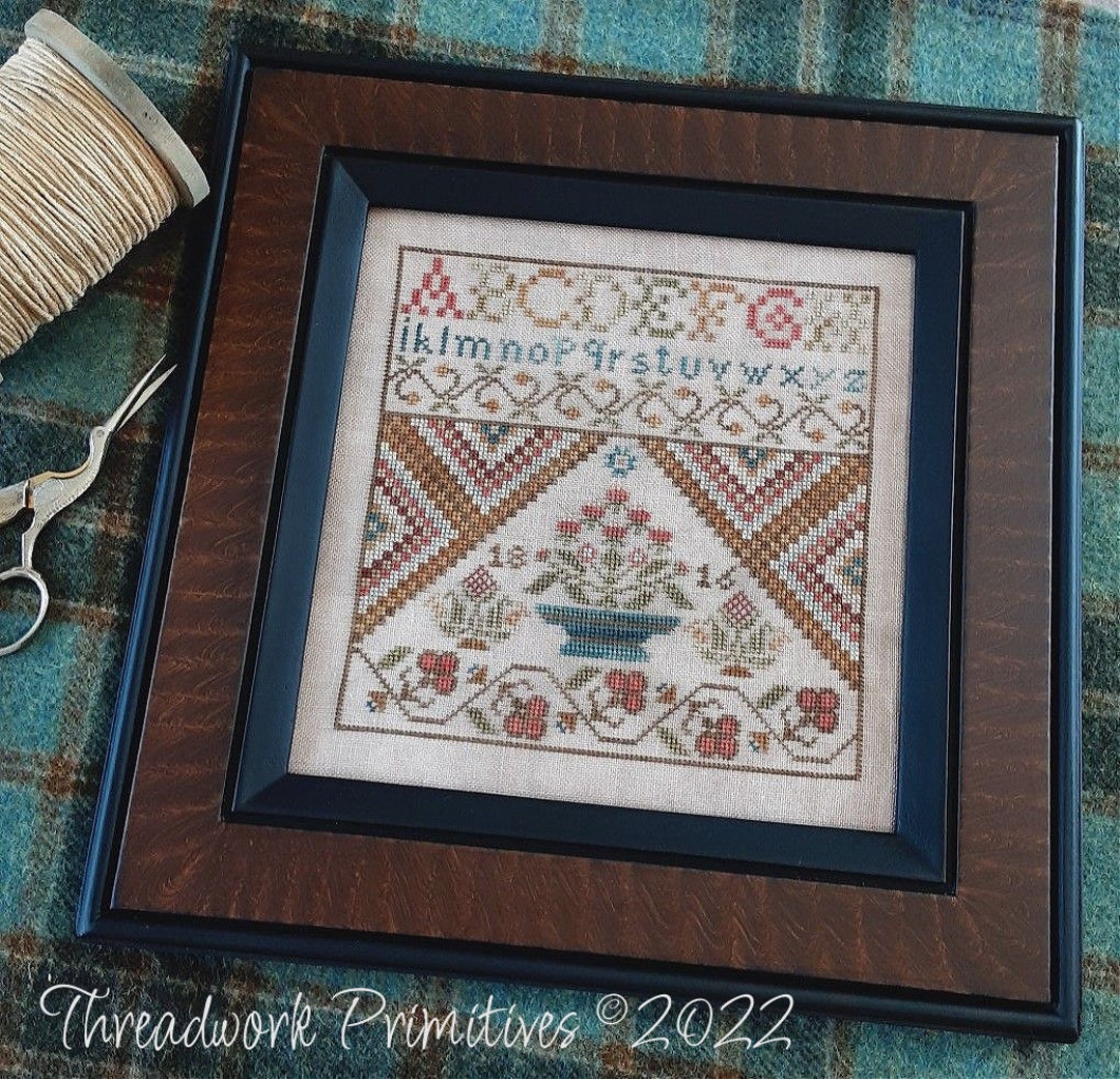 Stroll Around the Garden ~ Primitive Cross Stitch Pattern - Etsy