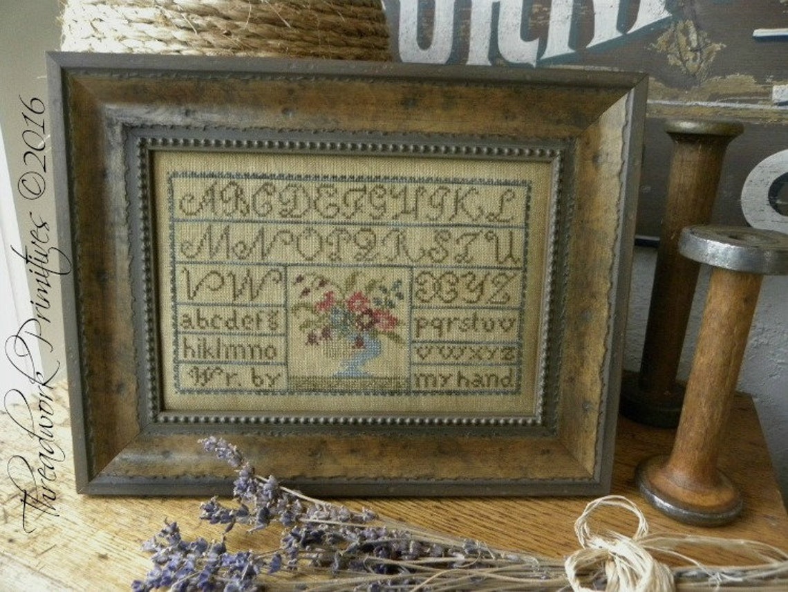 Primitive Cross Stitch Pattern Painted Threads Sampler - Etsy
