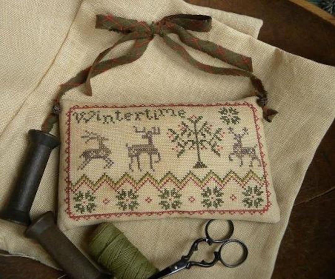Primitive Cross Stitch Pattern - WINTERTIME - Etsy