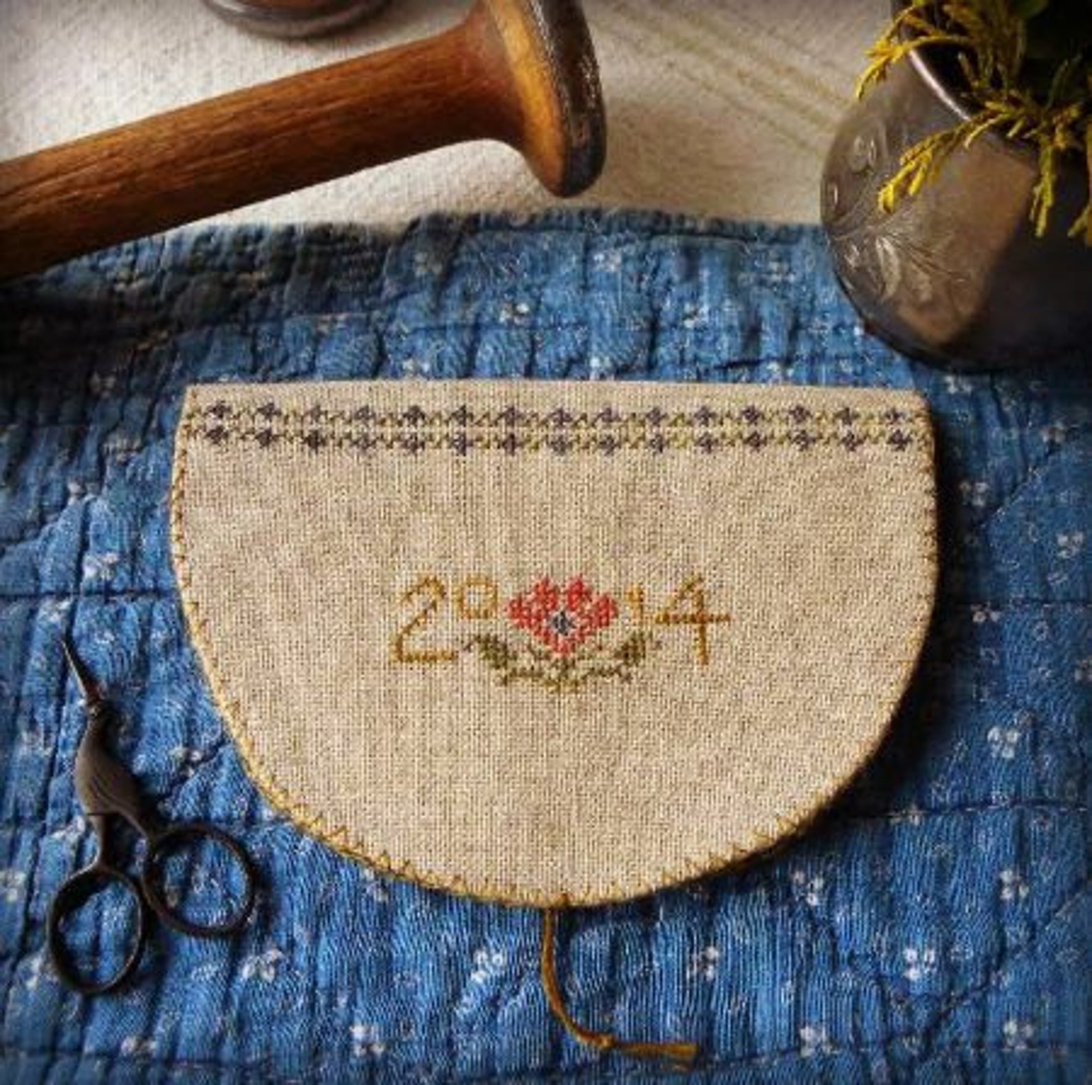 Primitive Cross Stitch Pattern Growing Love Stitcher's - Etsy