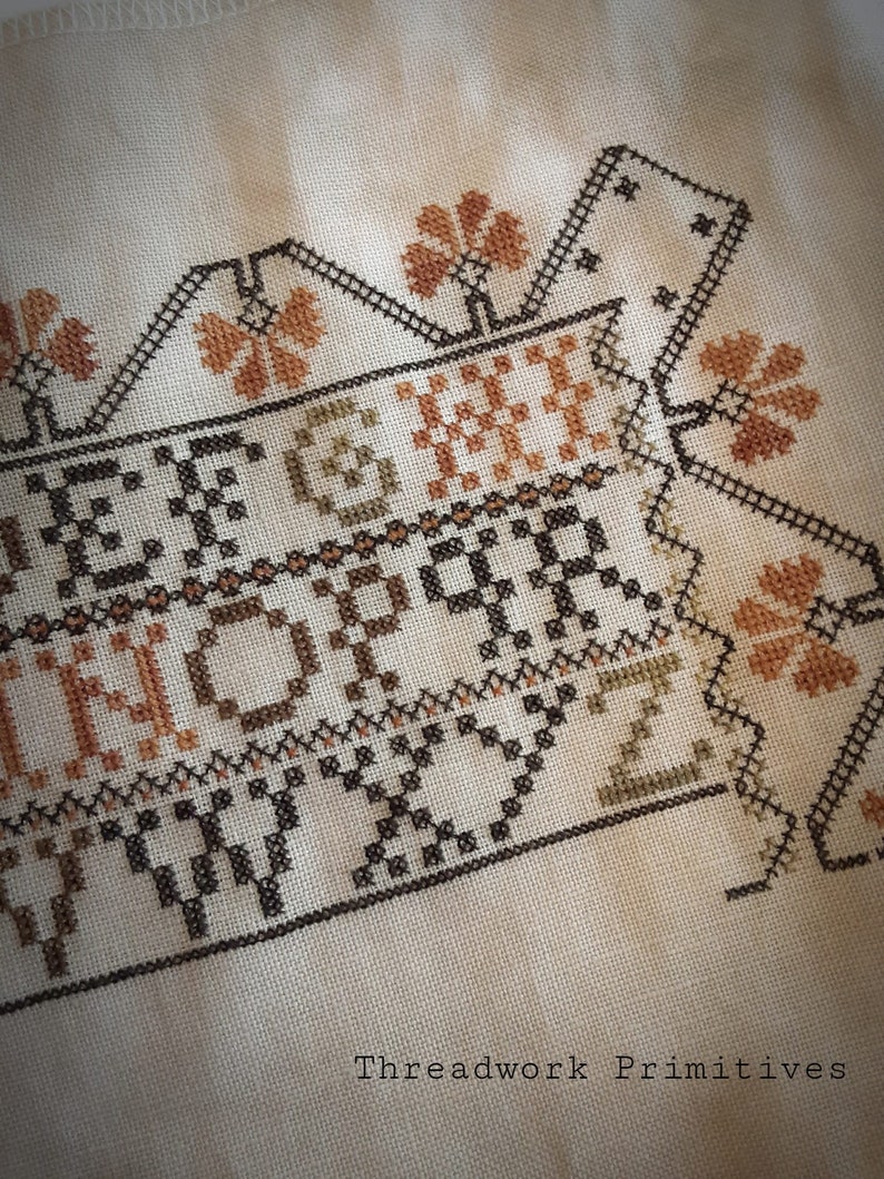 October Sampler Prim Cross Stitch Pattern - Etsy