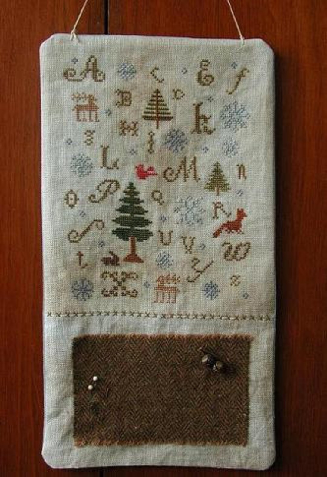 Primitive Cross Stitch Hanging Sampler Pattern - Falling Snow Sampler ...