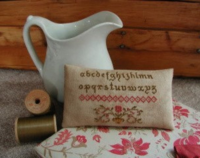 Primitive Cross Stitch Sampler Pattern Schoolgirl Blossoms Pinkeep - Etsy