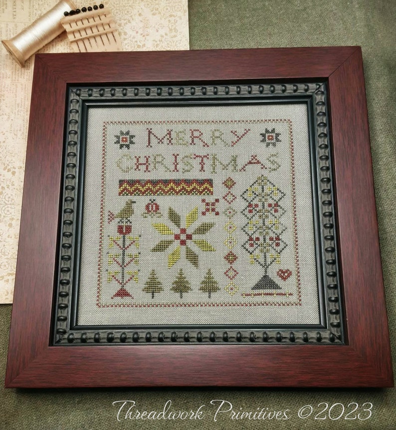 Merry Christmas Sampler ~ Primitive Cross Stitch Pattern - Etsy