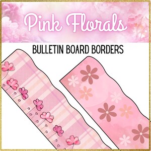 Bulletin Board Borders- Classroom Bulletin Board Decor, Floral, Pink ...