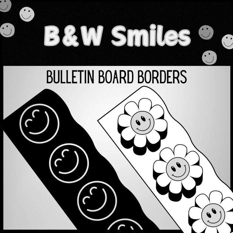 Bulletin Board Borders- Classroom Bulletin Board Decor, Black & White ...