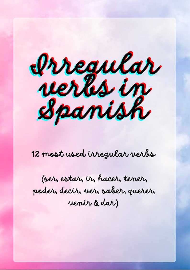 Spanish Printable Verb Conjugation Tables Irregular Verbs Tenses ...