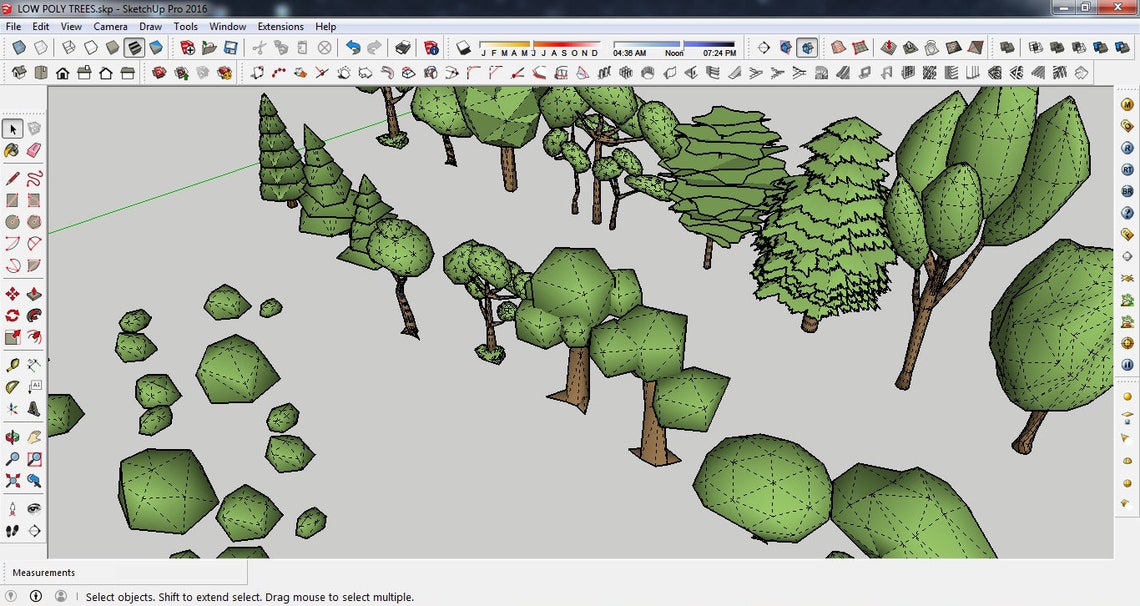 Sketchup 3D Model | Low Poly Trees Collection | Design Drawing | 3D ...