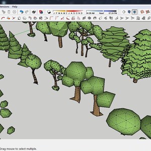 Sketchup 3D Model | Low Poly Trees Collection | Design Drawing | 3D ...