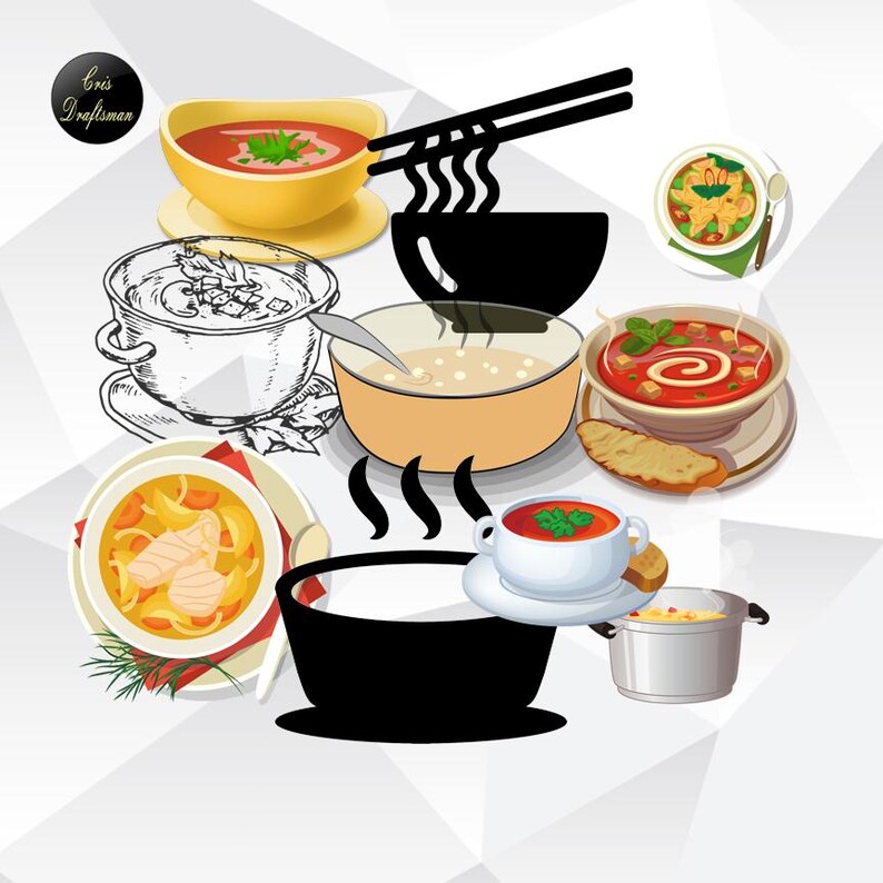 Soup Eat Dish Food Lover Hot Delicious Illustration, Clipart, Digital ...