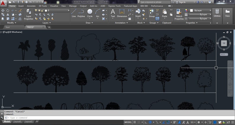 Autocad DWG 2D Model | Trees Elevation Blocks | Design Collection ...