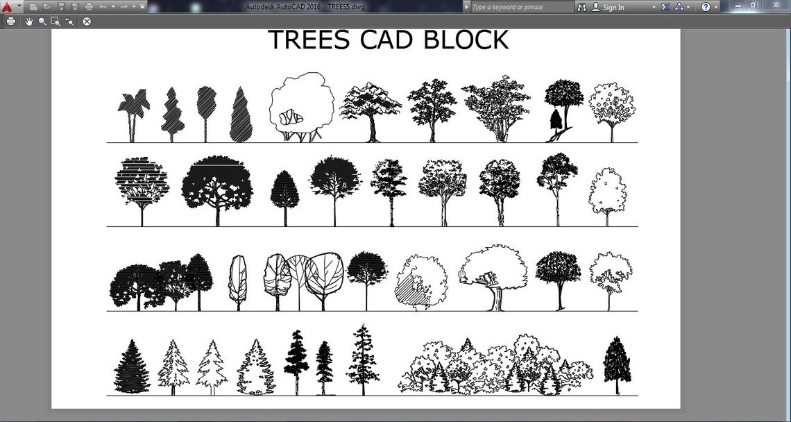 Autocad DWG 2D Model | Trees Elevation Blocks | Design Collection ...