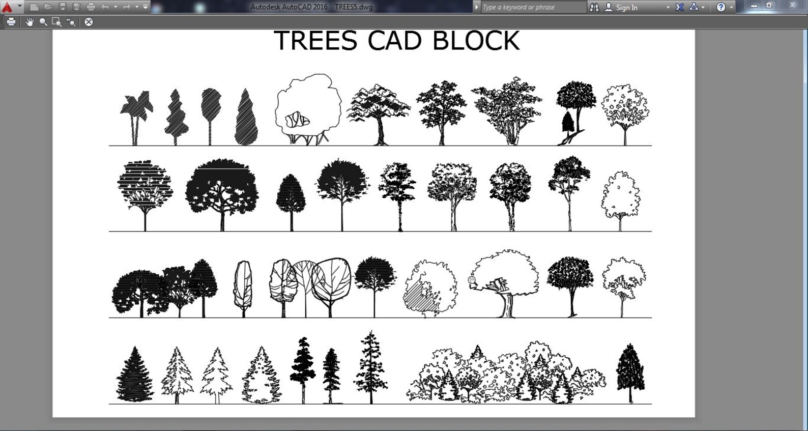 Autocad DWG 2D Model | Trees Elevation Blocks | Design Collection ...