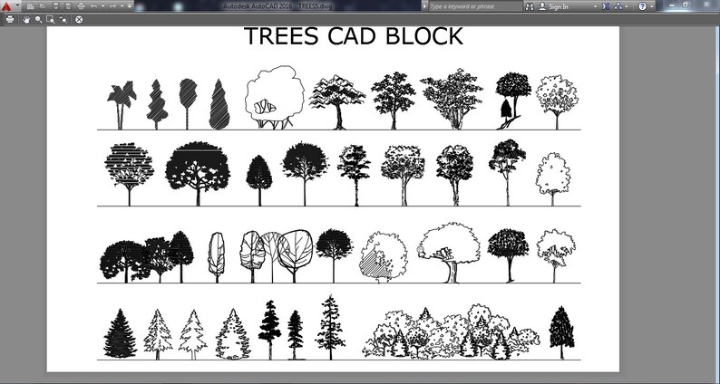 Autocad DWG 2D Model | Trees Elevation Blocks | Design Collection ...