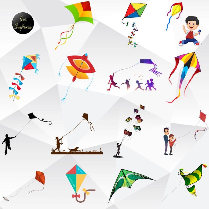 Kite Flying Sky Clouds Kids, Digital Print, Printable, Sticker Template ...