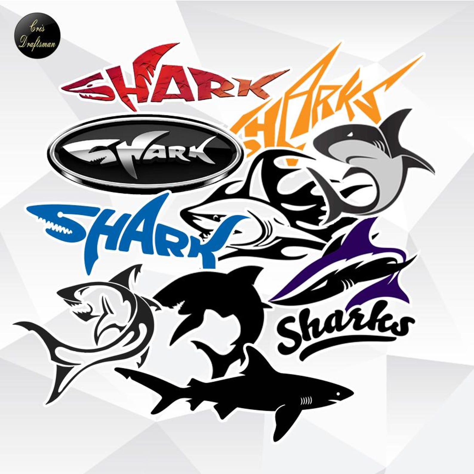 Shark Logo Sharks Illustration, Clipart, Digital Template, Sticker ...