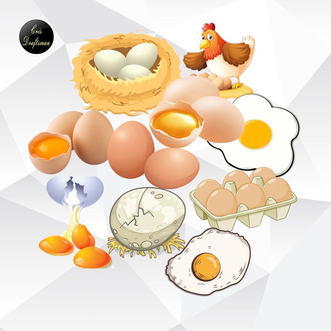 Egg Yolk Hen Chicken Illustration, Digital Print, Printable, Sticker ...