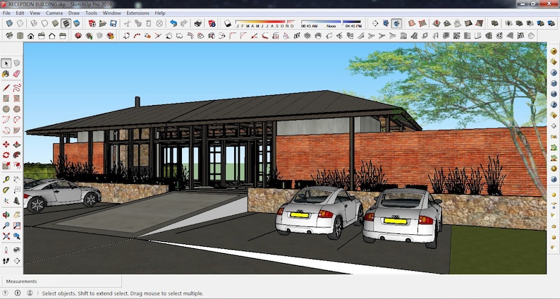 Sketchup 3D Model Reception Building Design Perspective Draftsman ...