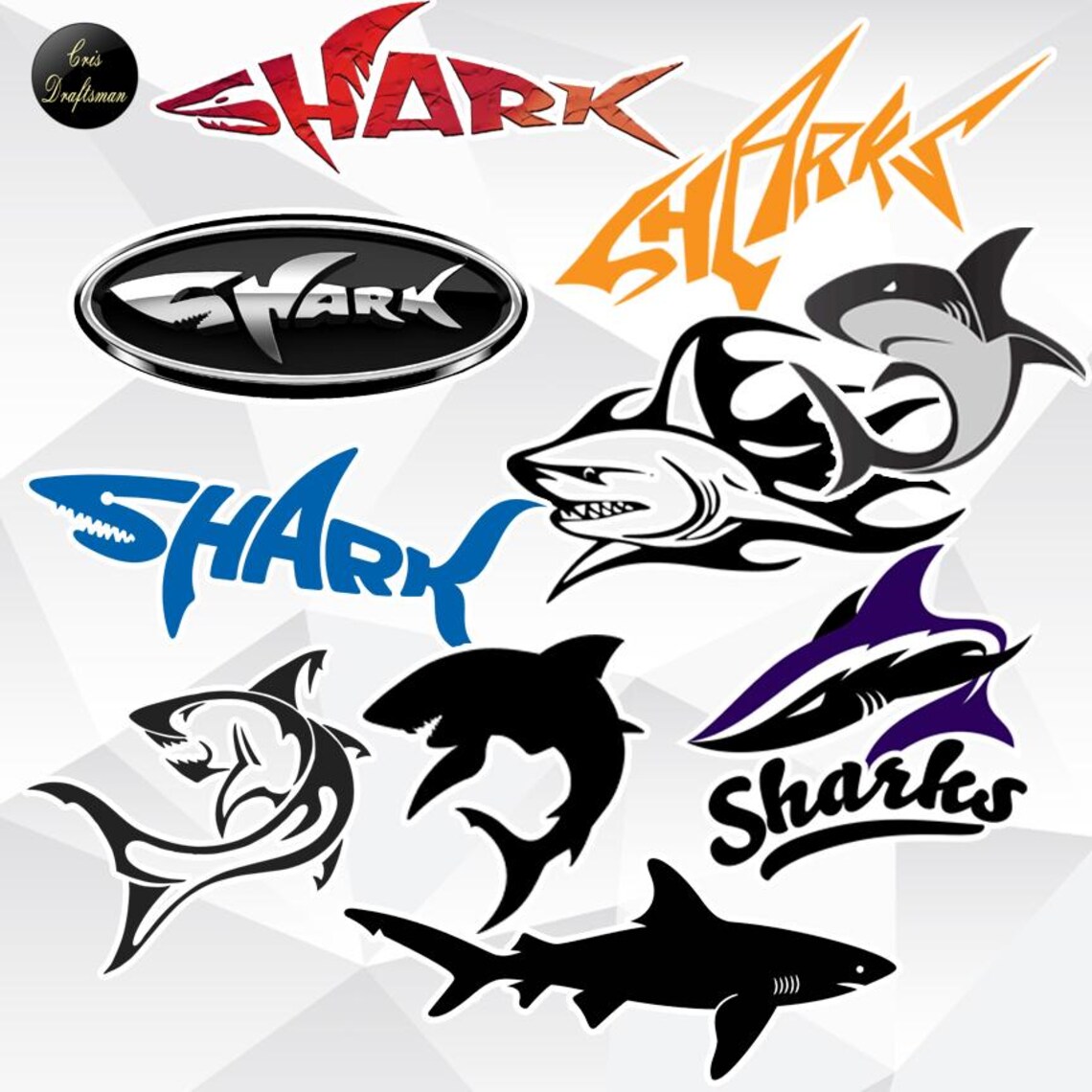 Shark Logo Sharks Illustration, Clipart, Digital Template, Sticker ...