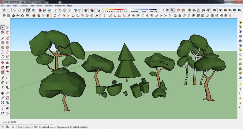 Sketchup 3D Model | Low Poly Trees | Drawing Design | Landscape ...