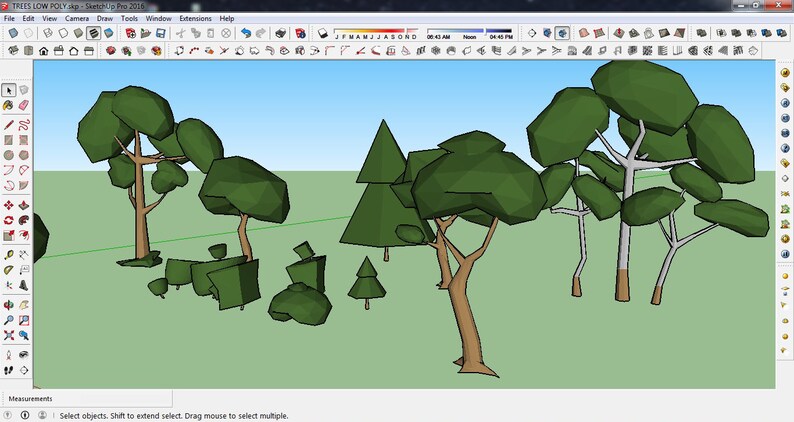 Sketchup 3d Model Low Poly Trees Drawing Design Landscape Architecture Draftsman Skp