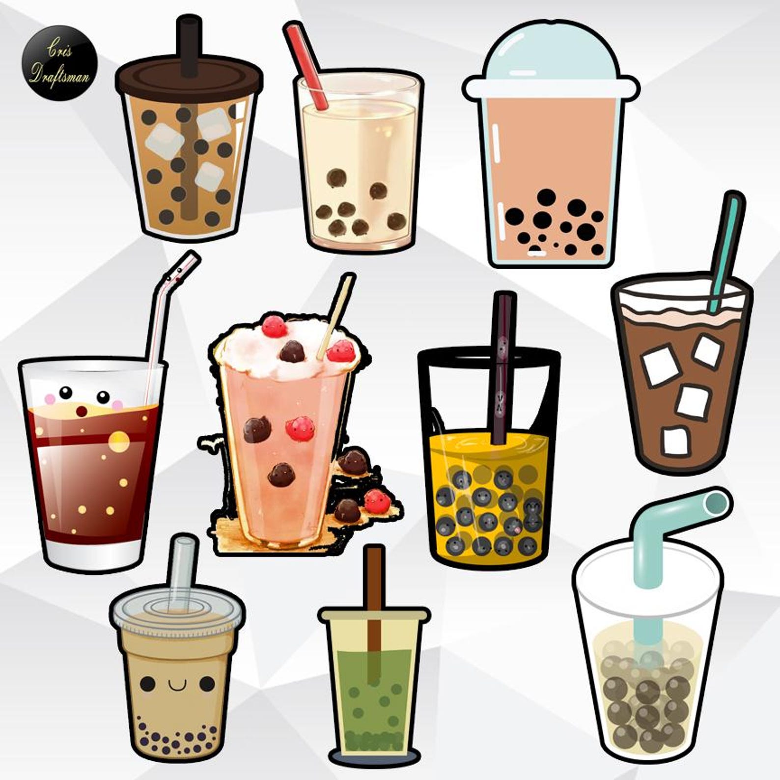 Milktea Teas Drink Cute Illustration, Digital Print, Printable, Sticker ...