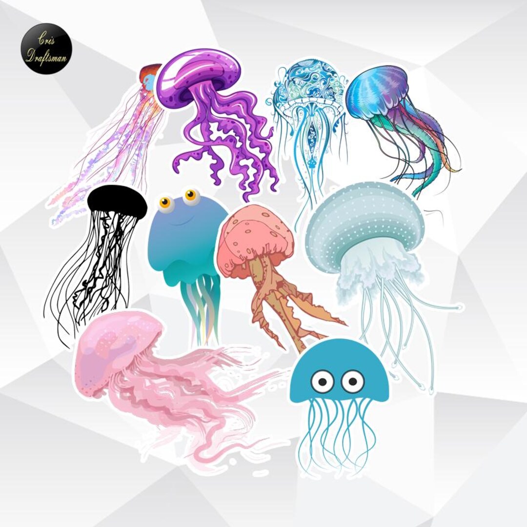 Jellyfish Ocean Sea Beach Illustration Lineart, Digital Sticker ...