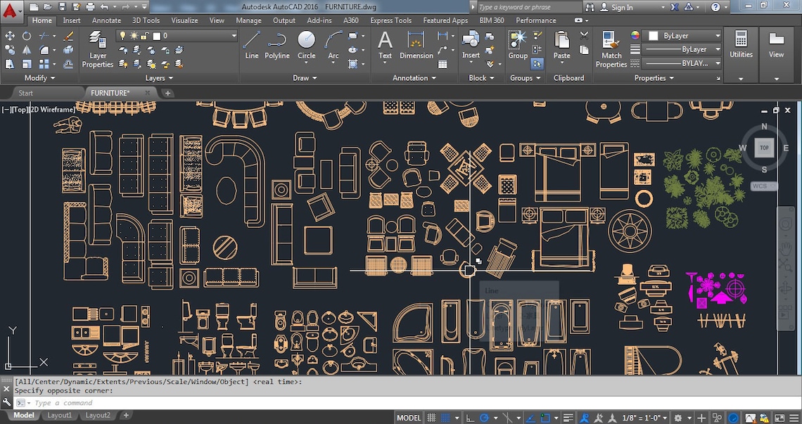 Autocad 2D DWG Model, Furniture Complete Largest Collection, Table ...