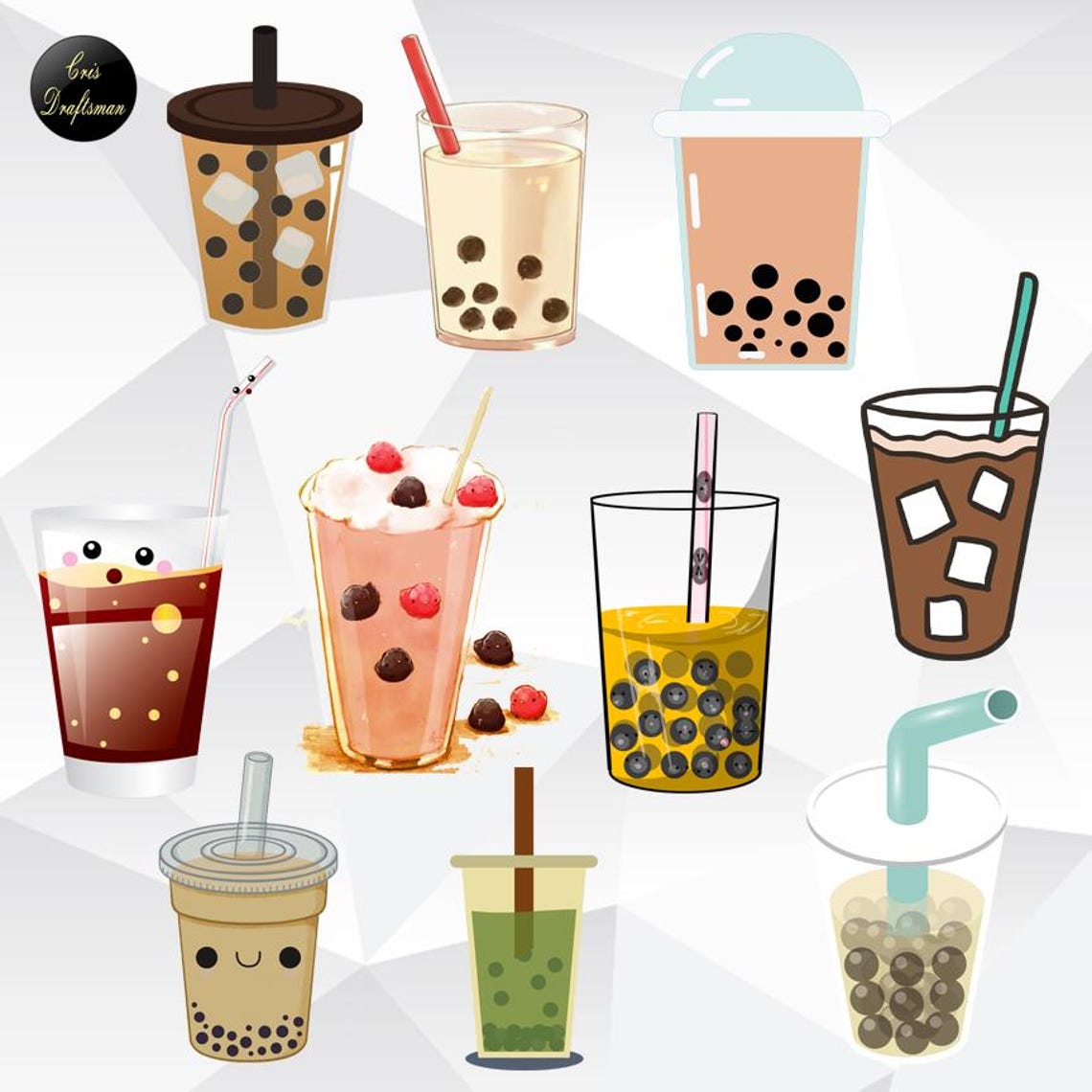 Milktea Teas Drink Cute Illustration, Digital Print, Printable, Sticker ...