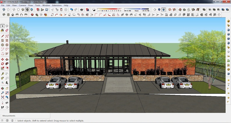 Sketchup 3D Model | Reception Building Design | Perspective | Draftsman ...