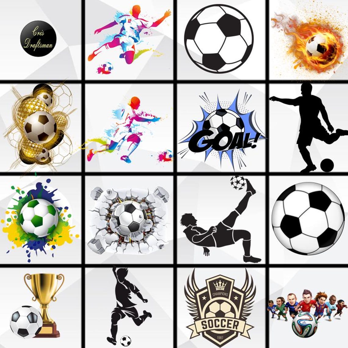 Digital Template Soccer Football Ball Kick Goal Player, Digital Sticker ...