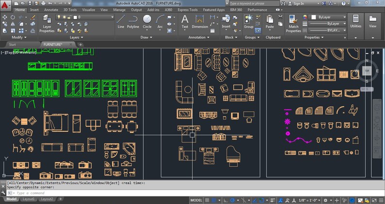 Autocad 2D DWG Model, Furniture Complete Largest Collection, Table ...
