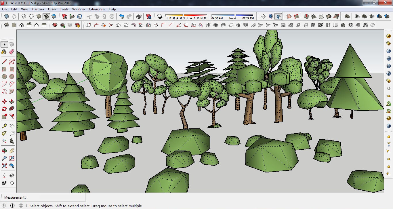 Sketchup 3D Model | Low Poly Trees Collection | Design Drawing | 3D ...