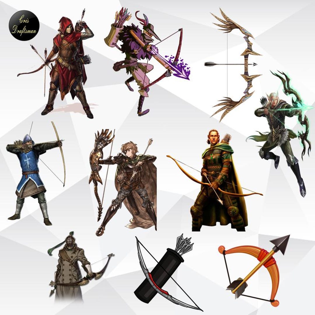 Archer Bow Arrow Illustration, Digital Template, Printable Sticker ...