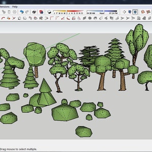 Sketchup 3D Model | Low Poly Trees Collection | Design Drawing | 3D ...