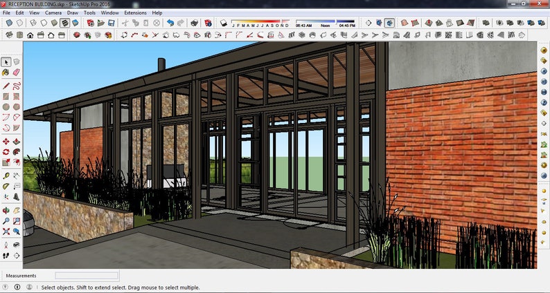 Sketchup 3D Model Reception Building Design Perspective Draftsman ...
