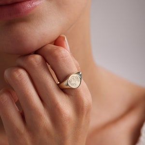 Gold Signet Ring Womens Signet Ring Custom Signet Ring Monogram Gold ...