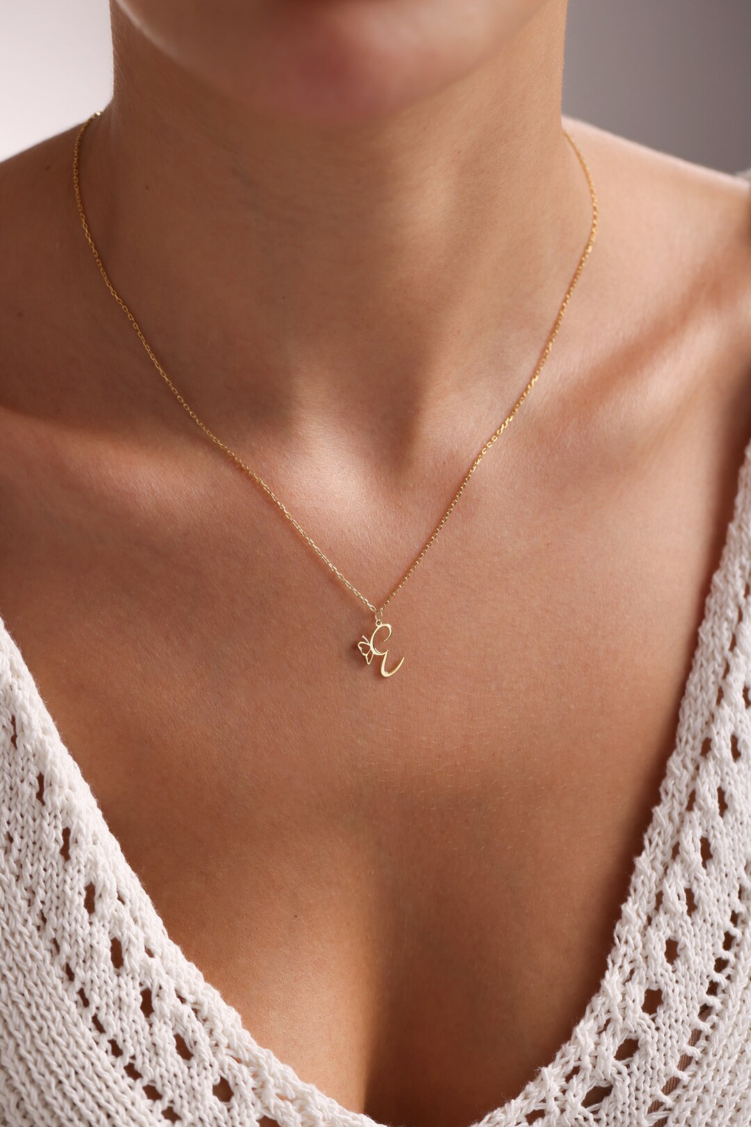 Initial Butterfly Necklace, Butterfly Name Alphabets Necklace, Personalized Butterfly Pendant ...