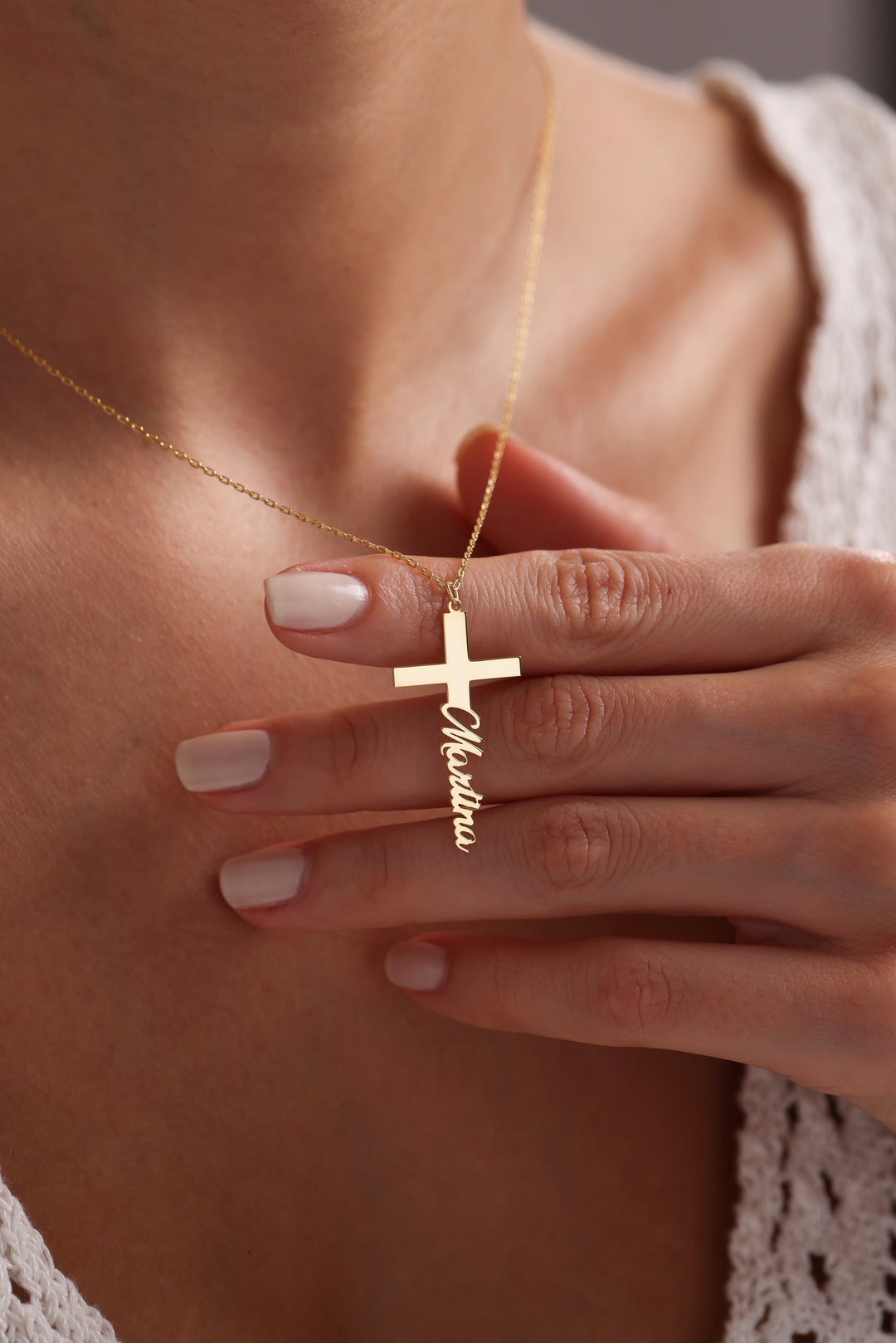 Personalized Cross Necklace: Custom Name, Baptism Gift - Etsy