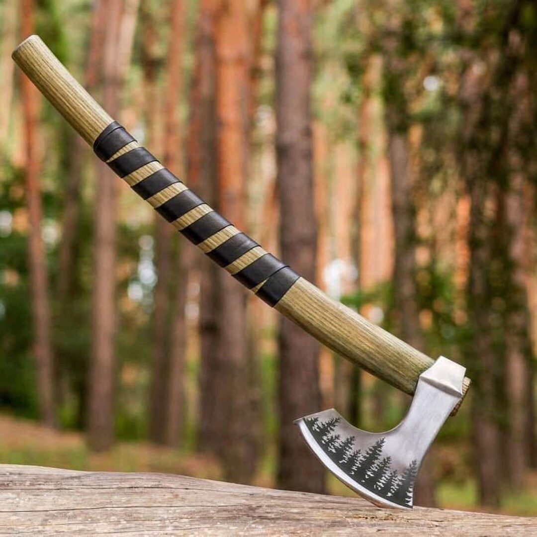 Handmade Forest Axe | Bushcraft Axe With Engraved Trees | Camping ...