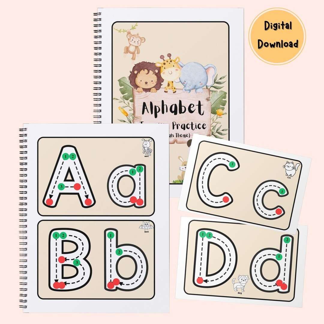 Alphabet Tracing Practice Animal Theme, 15-page Downloadable PDF File ...